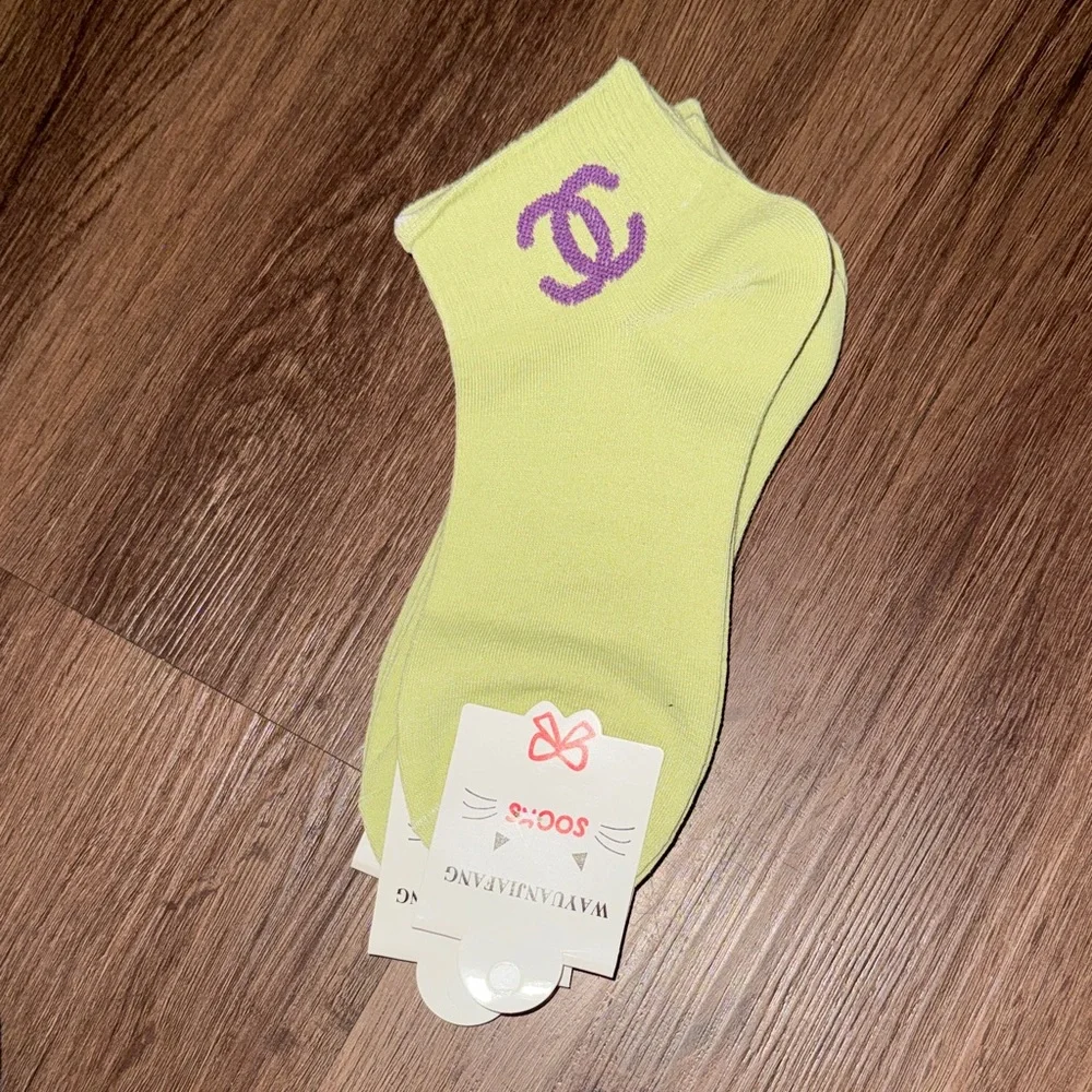 Accessories | Colorful Logo Ankle Socks Pink White Blue Lime | Poshmark